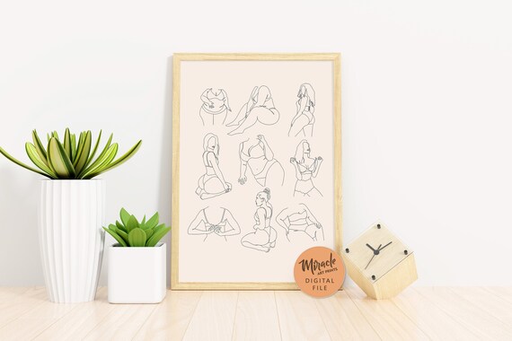 Body Positive Line Art Printable Wall Art Boho Wall Art Etsy