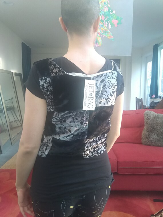 Vintage Velvet Patchwork Vest Crop Top (Jet Rag) with… - Gem