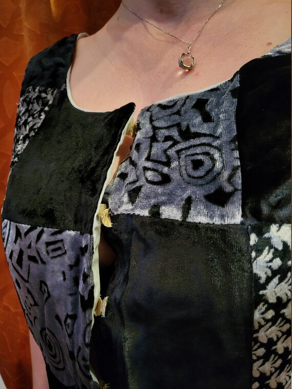 Vintage Velvet Patchwork Vest Crop Top (Jet Rag) with… - Gem