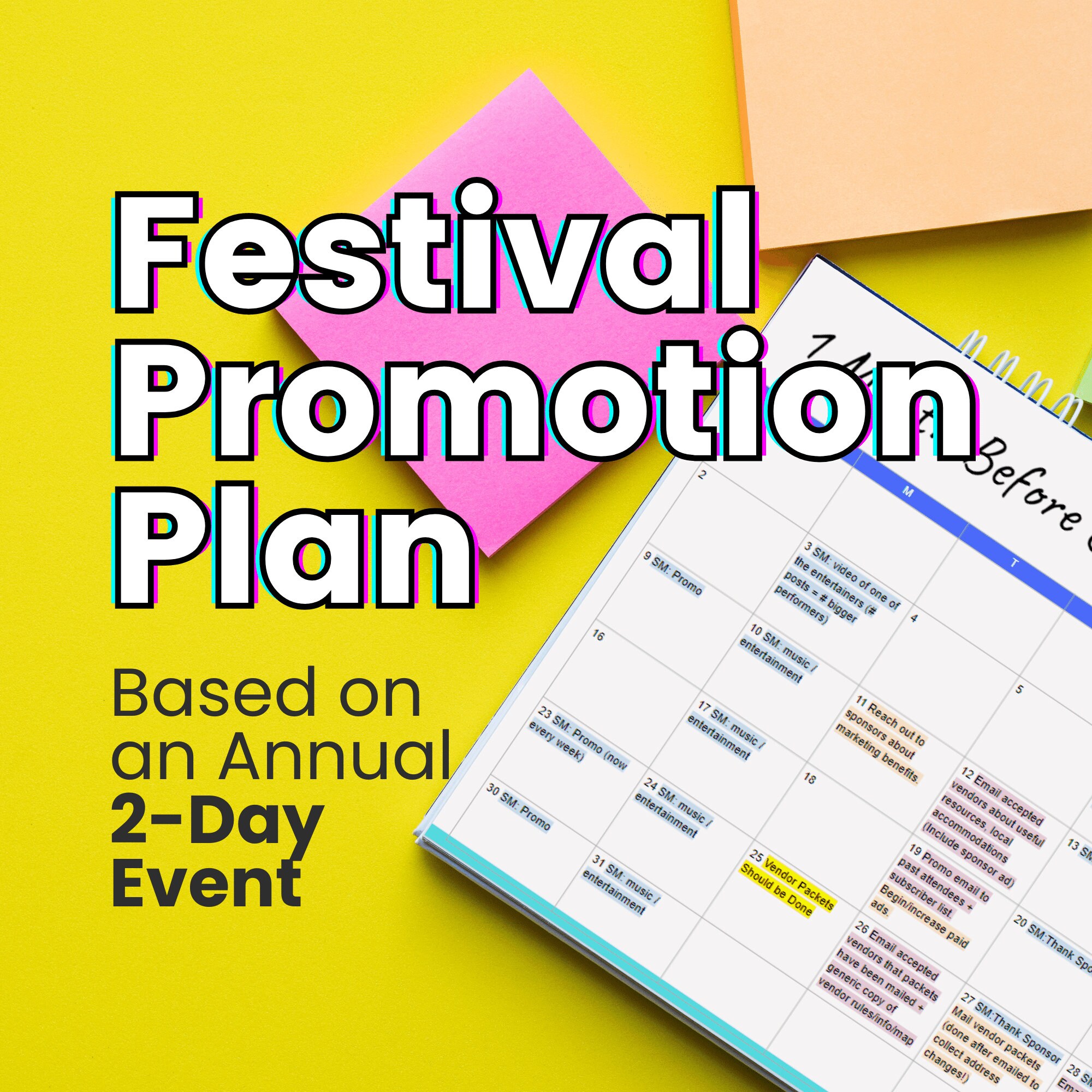 3 Month Festival Promotion Calendar | Event Promotion Schedule - Etsy