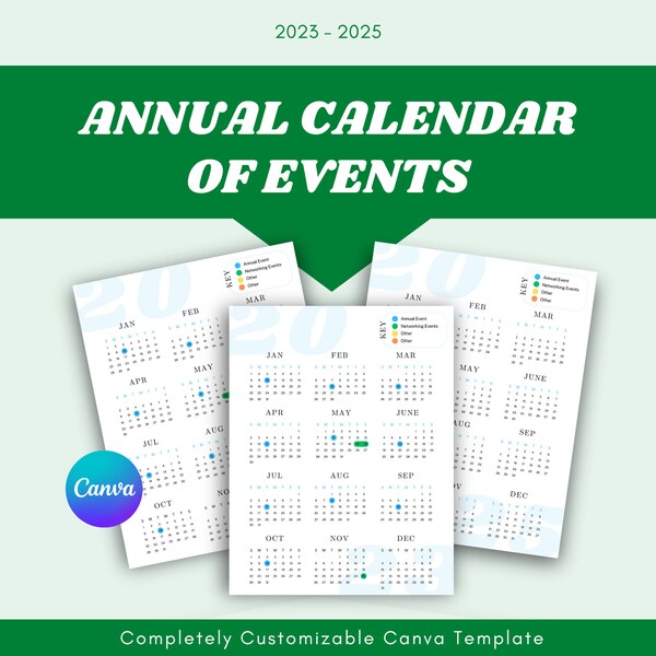 Canva Annual Calendar Template - Etsy