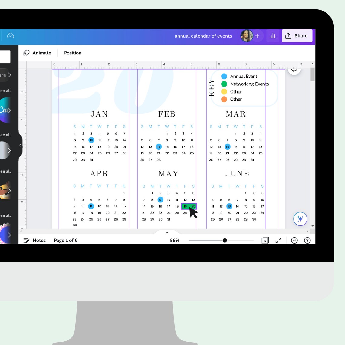 Annual Calendar of Events at a Glance Editable Canva Template - Etsy