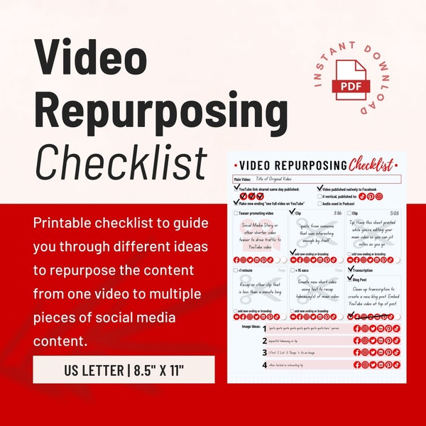 Youtube Video Checklist - Etsy