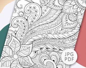 Printable Mandala Zentangle DIGITAL Coloring Page Doodle | Etsy