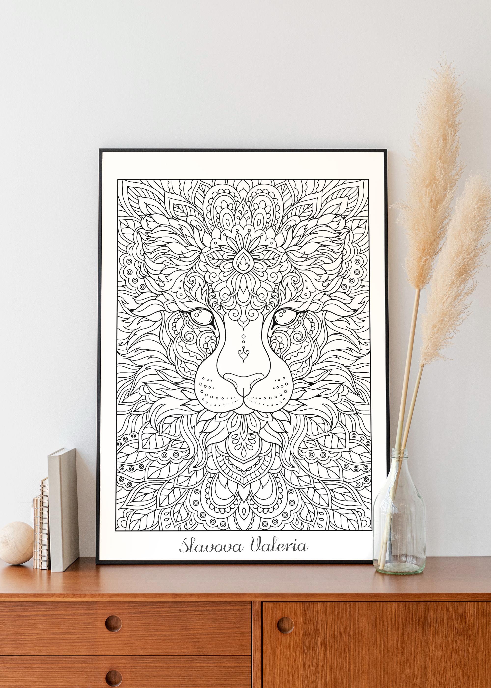 Mandala Lion Coloring Page: Intricate Floral Design (PDF/JPG Download ...