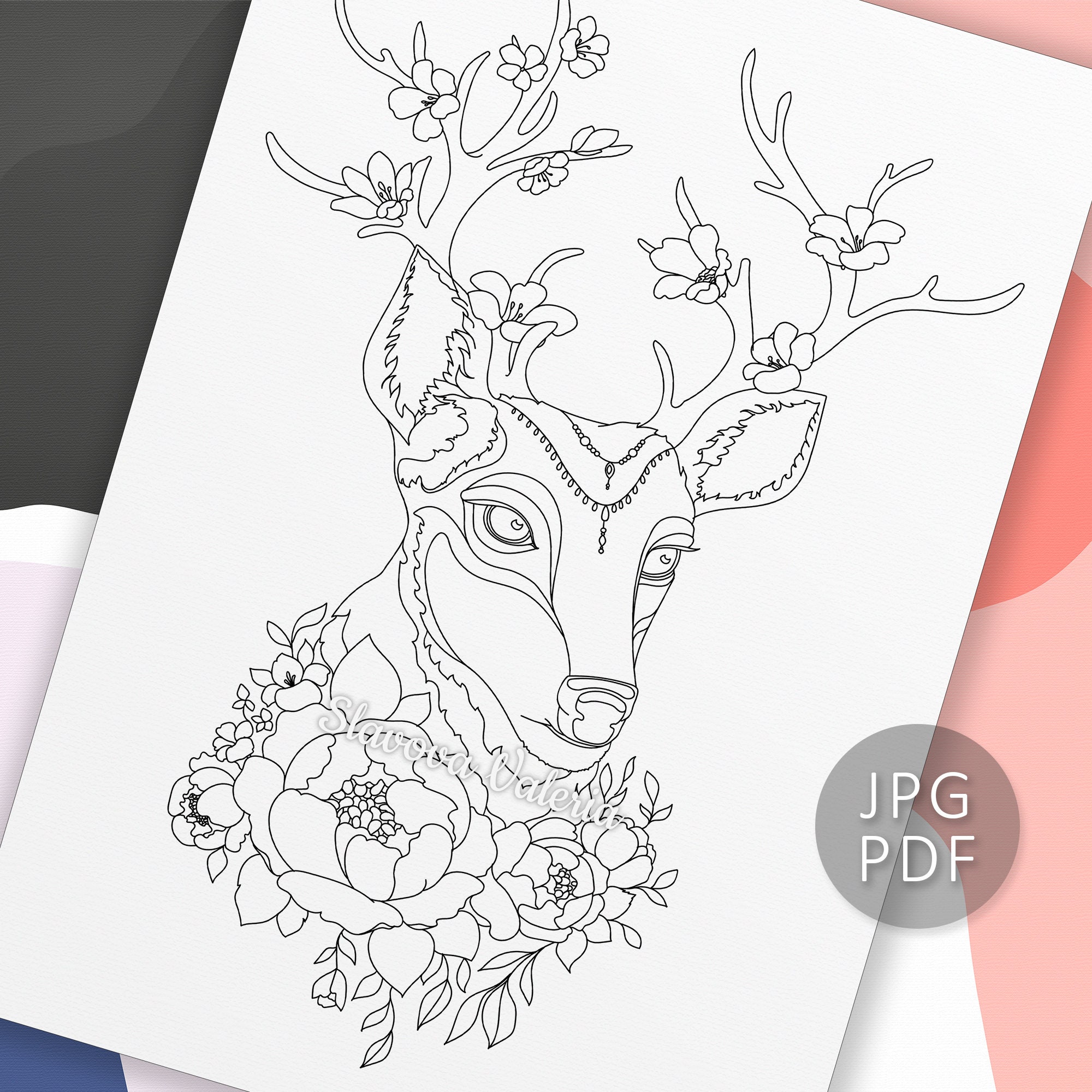 Forest Animals Coloring Pages: Deer, Fox, Chameleon (PDF/JPG) - Etsy