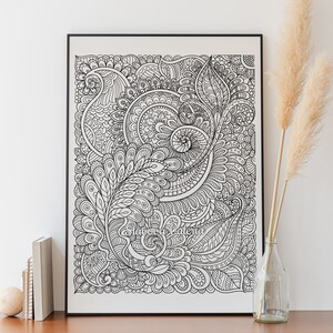 Printable Zentangle Coloring Page, Digital Mandala Doodle, Instant ...