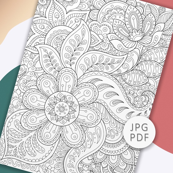 Digital Download Flower Coloring Page PDF Coloring Page | Etsy