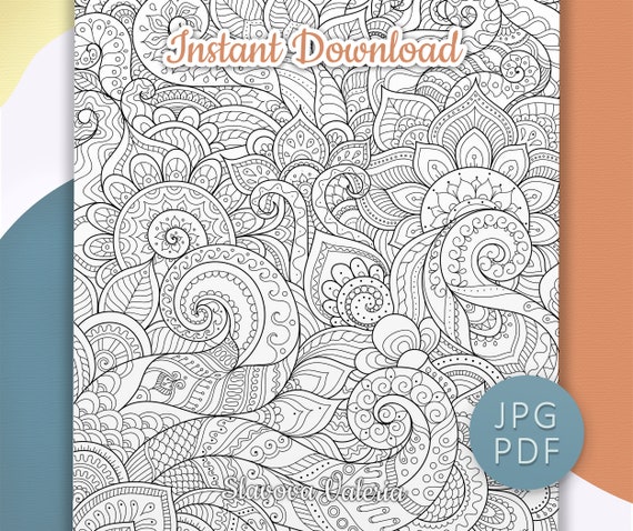 Printable Mandala Zentangle DIGITAL Coloring Page Doodle - Etsy