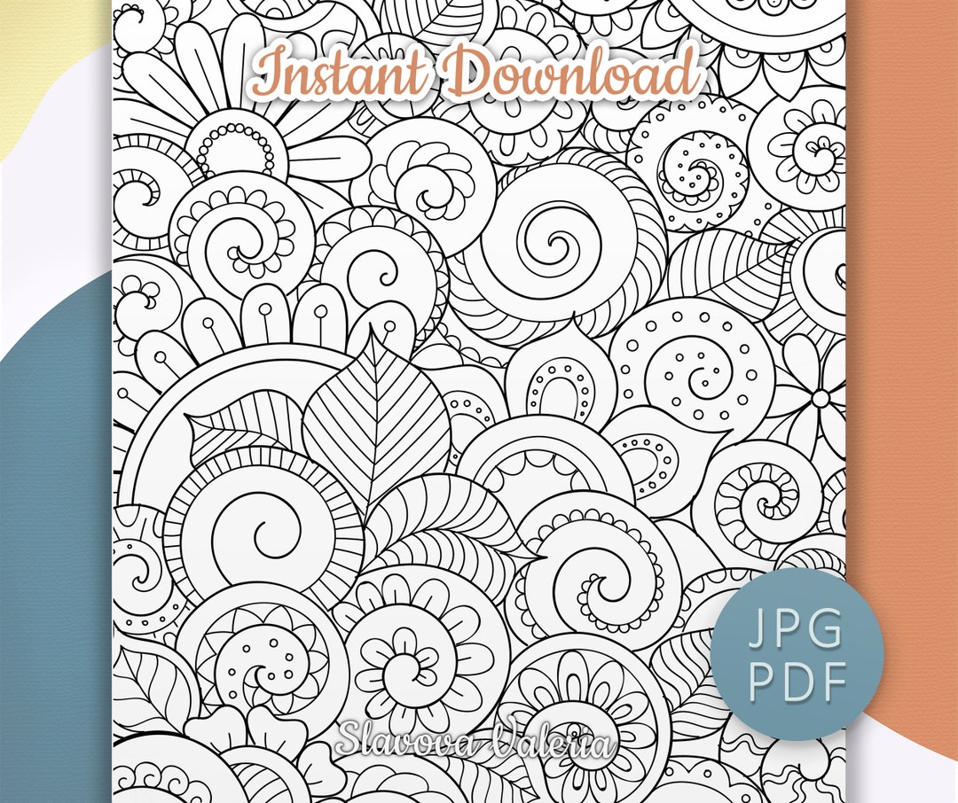 Printable Mandala Zentangle DIGITAL Coloring Page - Doodle Print Art ...