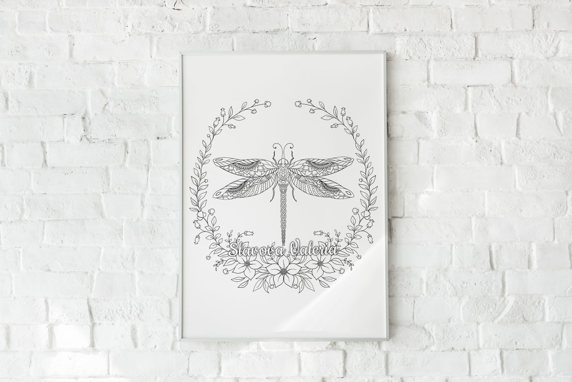 Dragonfly Coloring Page, PDF Zentangle Coloring Page, Printable ...