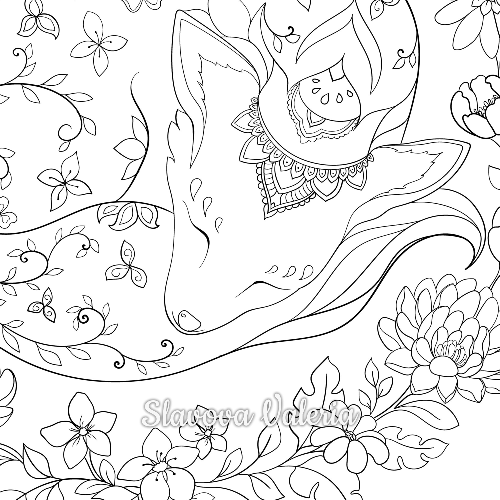 Sleepy Fox Coloring Page Instant Download PDF Download - Etsy Canada