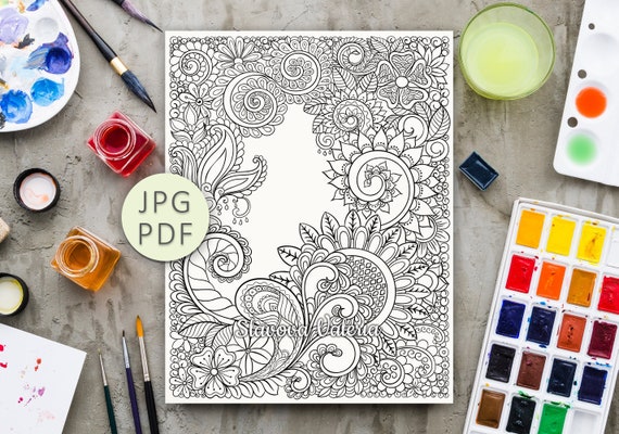 Printable Zentangle Coloring Page Ornament Coloring Page | Etsy