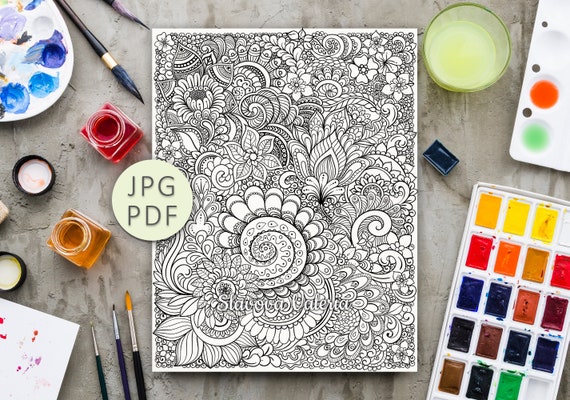 Printable Zentangle Coloring Page Ornament Coloring Page | Etsy Australia