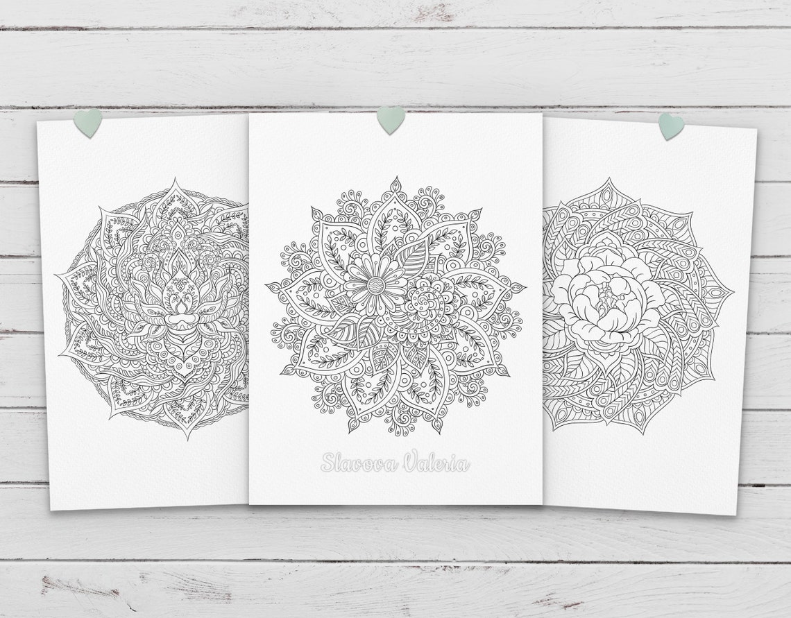 Mandala Coloring Book for Adults Printable Mandala Flowers Coloring ...