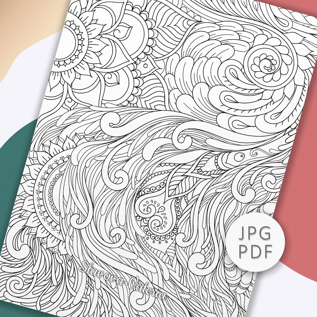 Printable Mandala Zentangle DIGITAL Coloring Page - Doodle Print Art ...