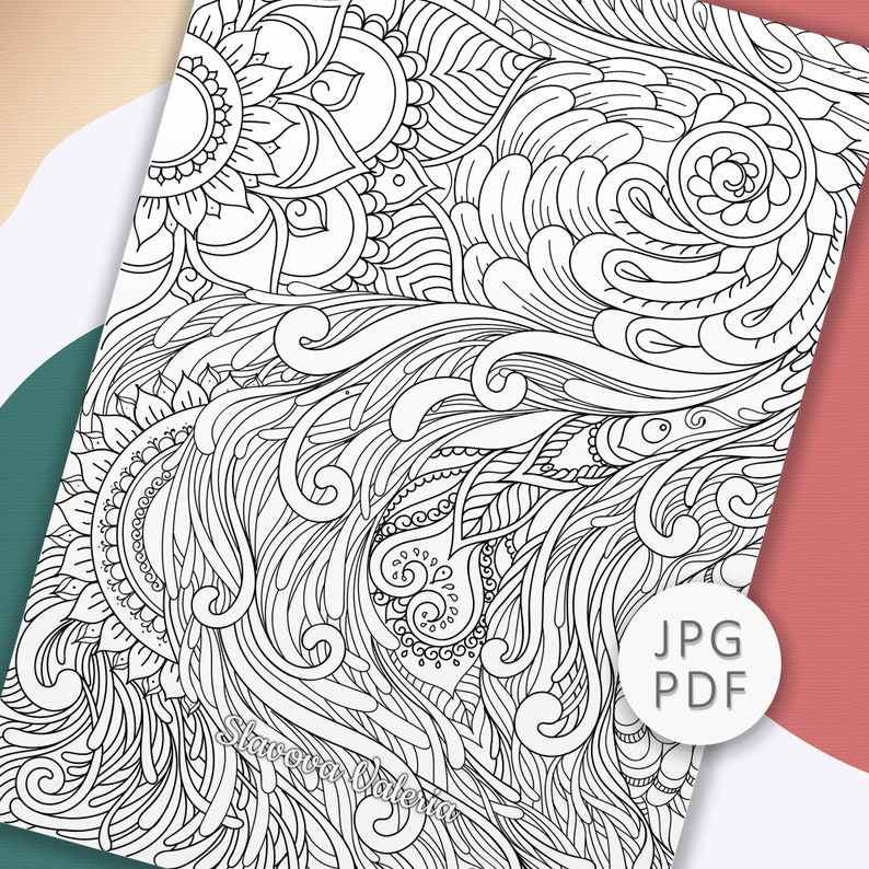 Printable Mandala Zentangle DIGITAL Coloring Page Doodle Print Art for ...