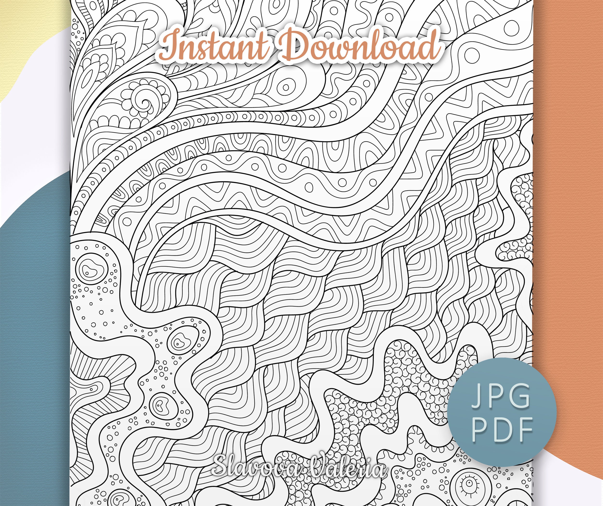 Coloring Page Printable Mandala Zentangle DIGITAL Coloring Pages Doodle ...