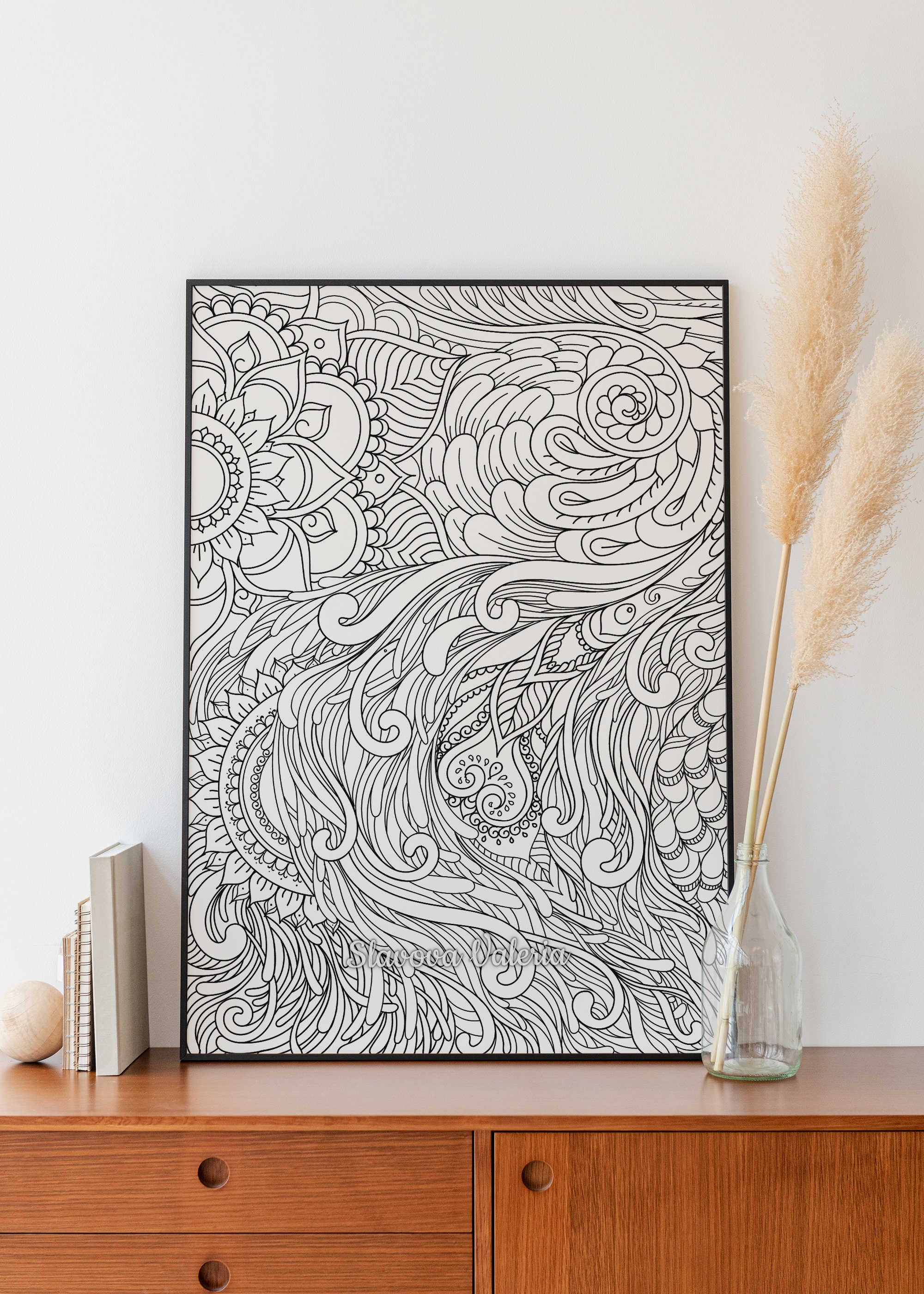 Printable Mandala Zentangle DIGITAL Coloring Page Doodle Print Art for ...
