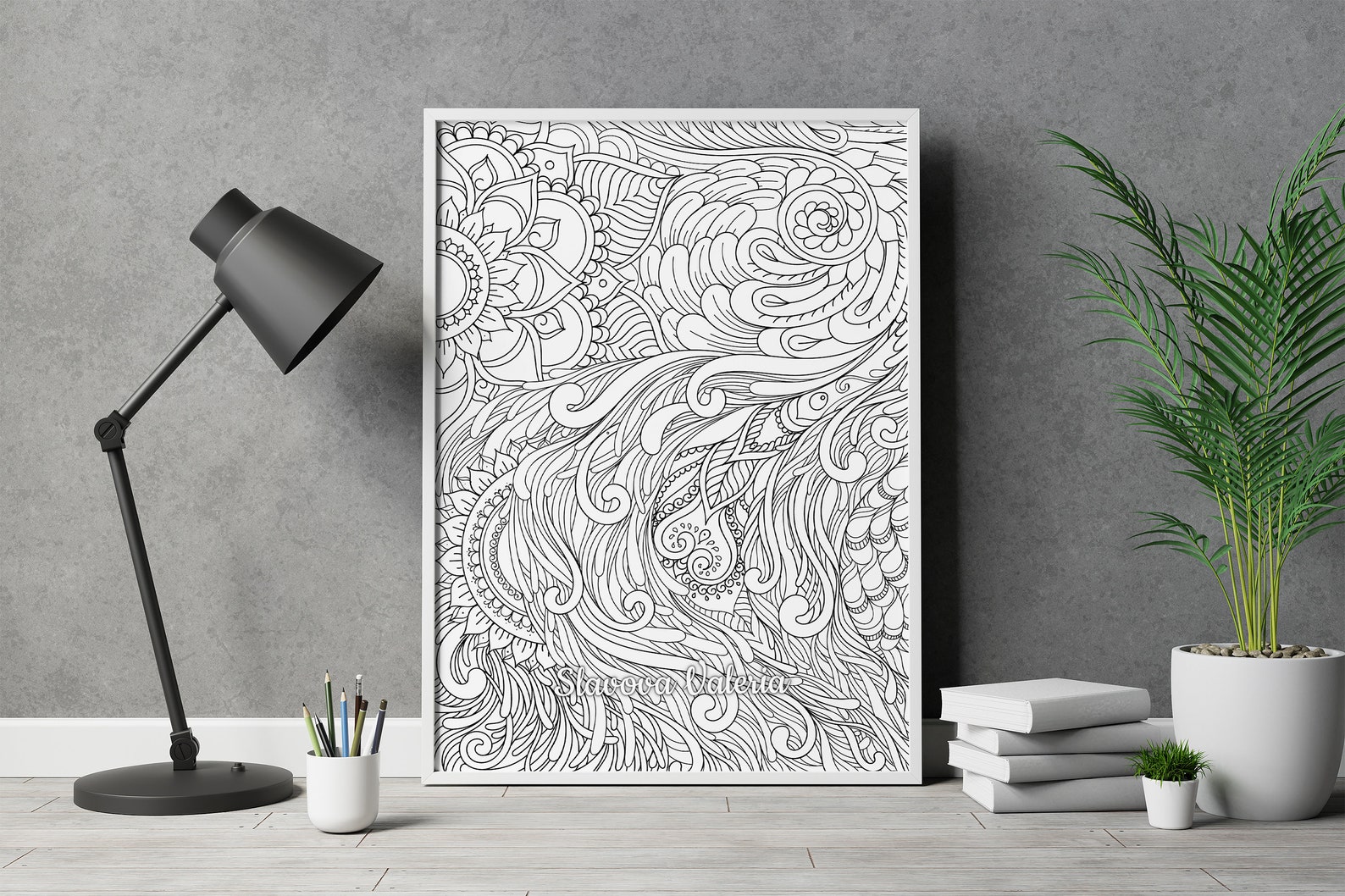 Printable Mandala Zentangle DIGITAL Coloring Page Doodle Print Art for ...