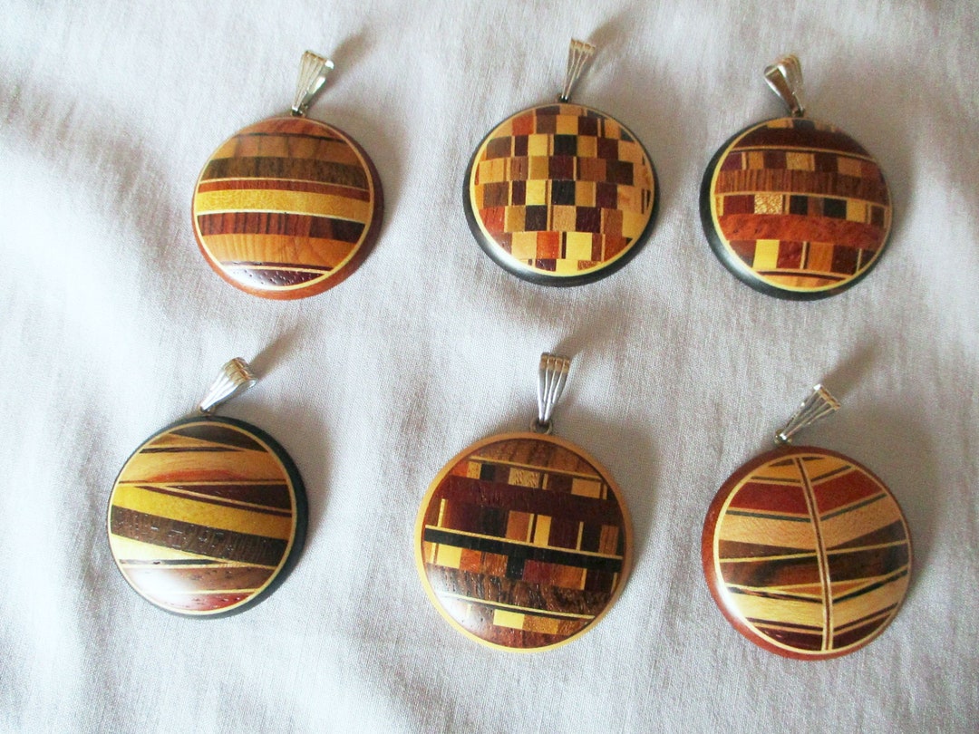 Wooden Pendant, Wooden Collar, Wooden Necklace, Chain Pendant, Intarsia ...
