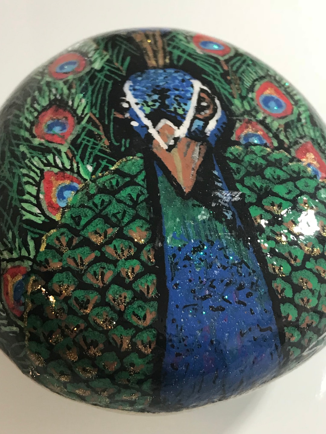 Peacock Handpainted Rock - Etsy