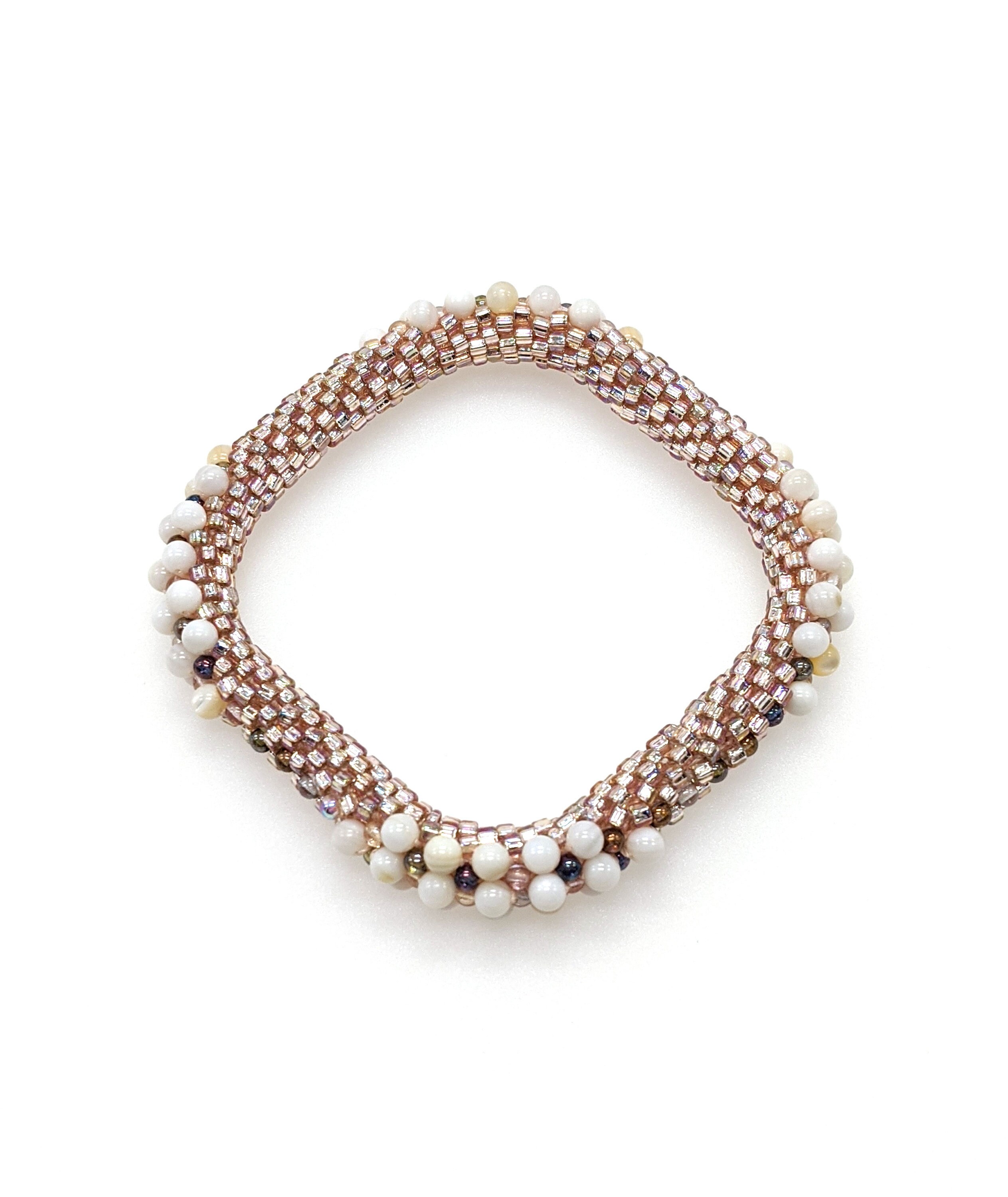 Square Bangle / Bead Crochet Bangle / Rose Gold Bangle / Stackable ...