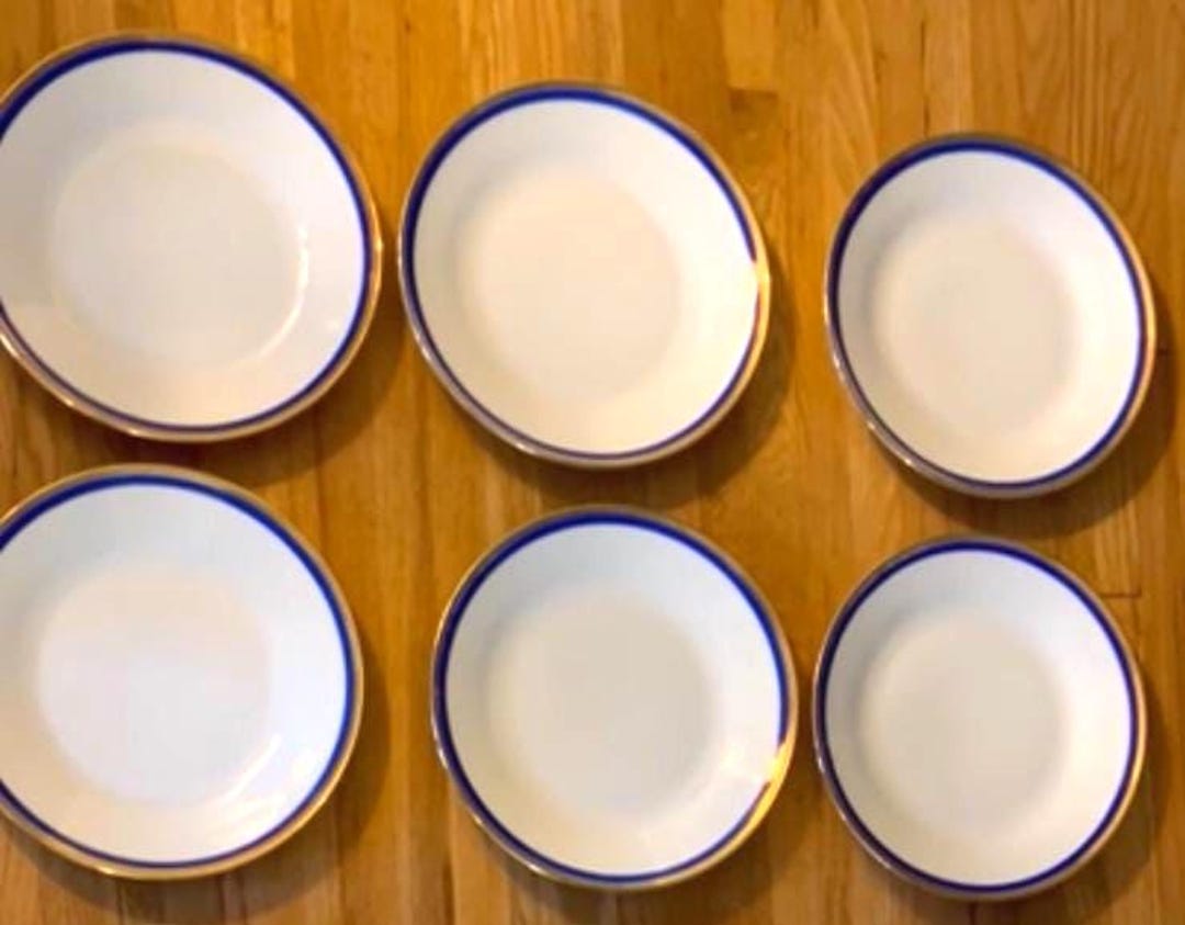 Bread Plates: Palermo Blue With Gold DNA Helix Design (set of 6) - Etsy