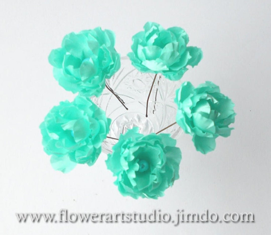 Mint Fabric Flower Hair Pins, Wedding Hair Accessories, Set of 5 - Etsy