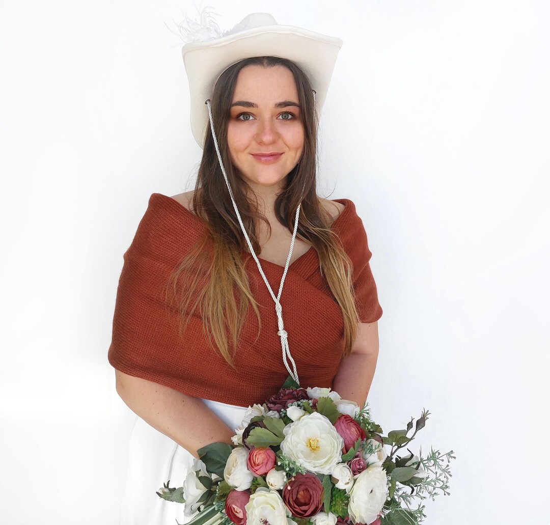 Rust Cover Up, Convertible Wedding Shrug, Burnt Orange Wedding Jacket ...