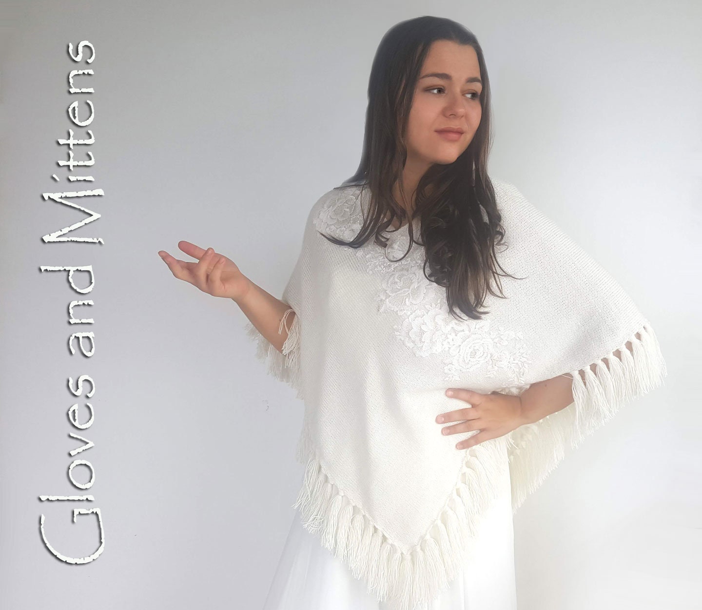Ivory Bridal Poncho Wedding Poncho Wool Poncho Knitted | Etsy