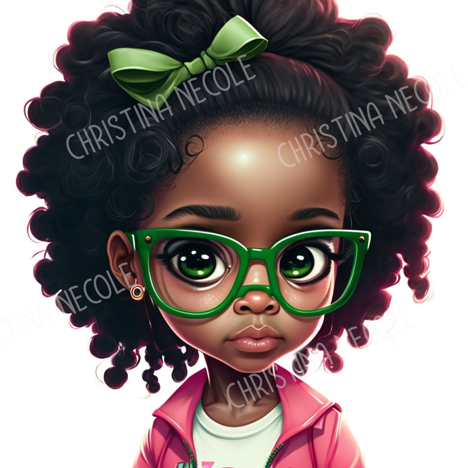 Adorable Little Girl With Glasses Clip Art, Sublimation, African ...