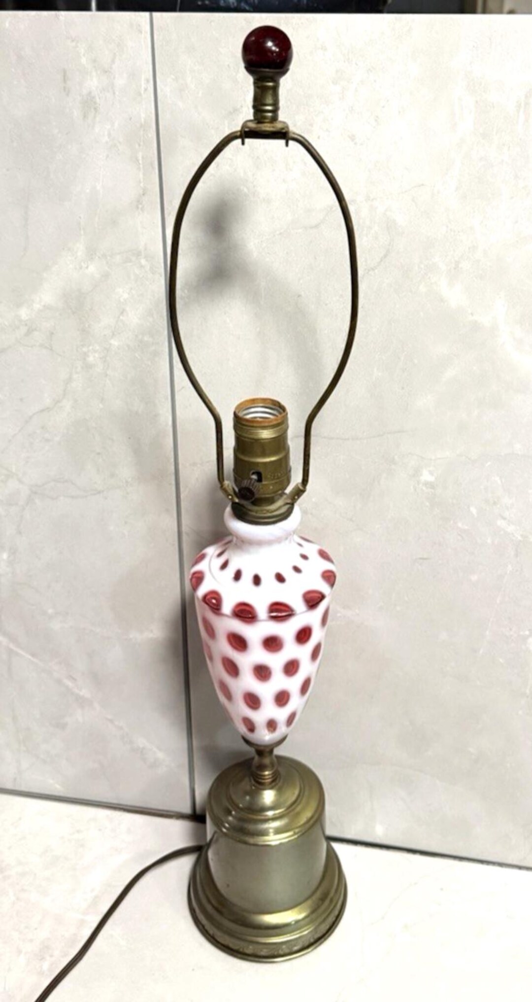Vintage 1950s Fenton Cranberry Coin Dot Lamp 24” Tall - Etsy