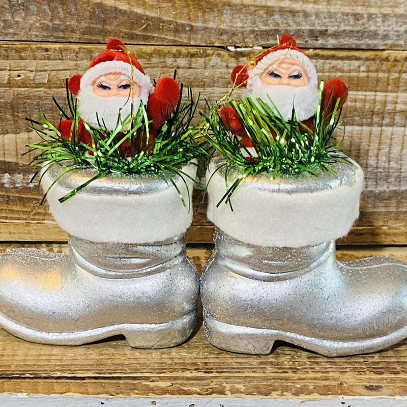 Flocked Santa - Etsy