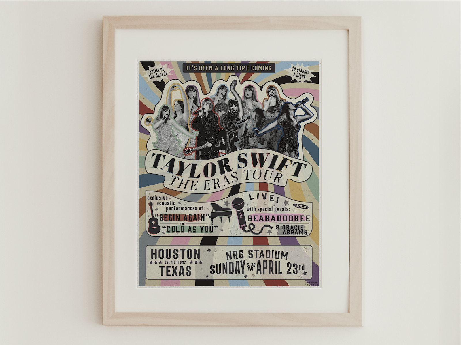 Houston 4/23/23 Taylor The Eras Tour Poster With SURPRISE Songs ...