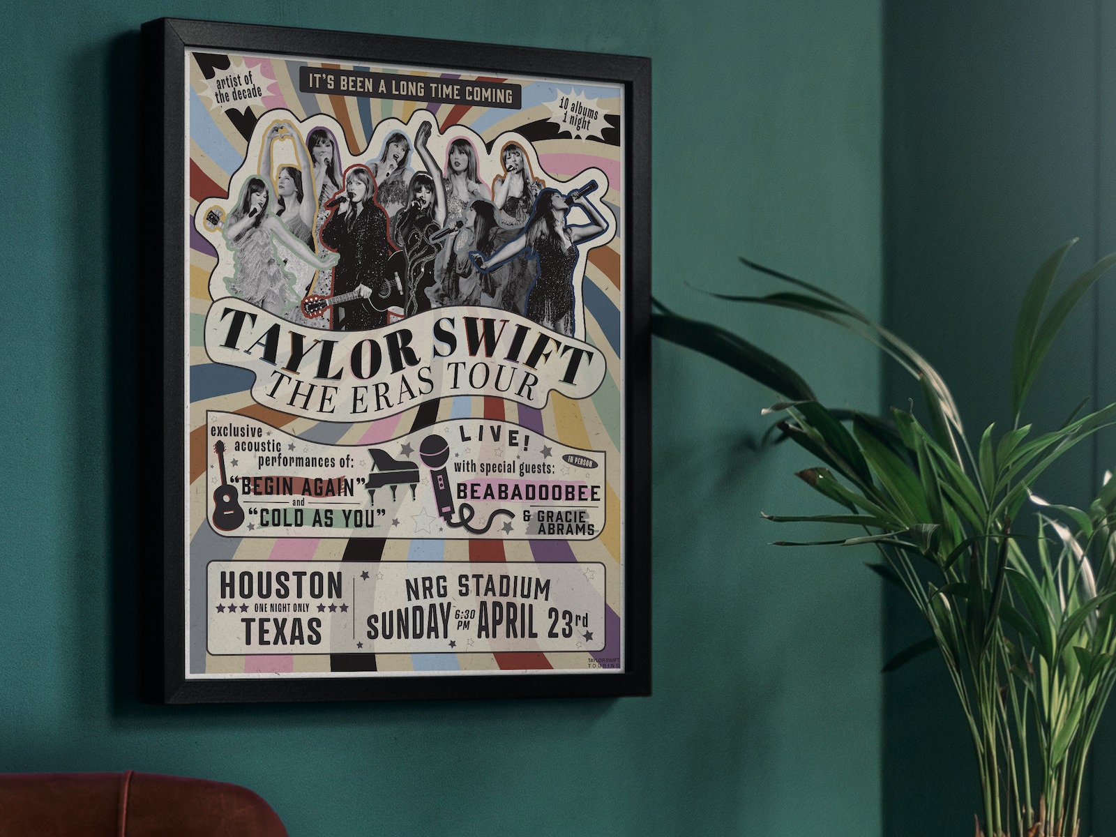 Houston 4/23/23 Taylor The Eras Tour Poster With SURPRISE Songs ...