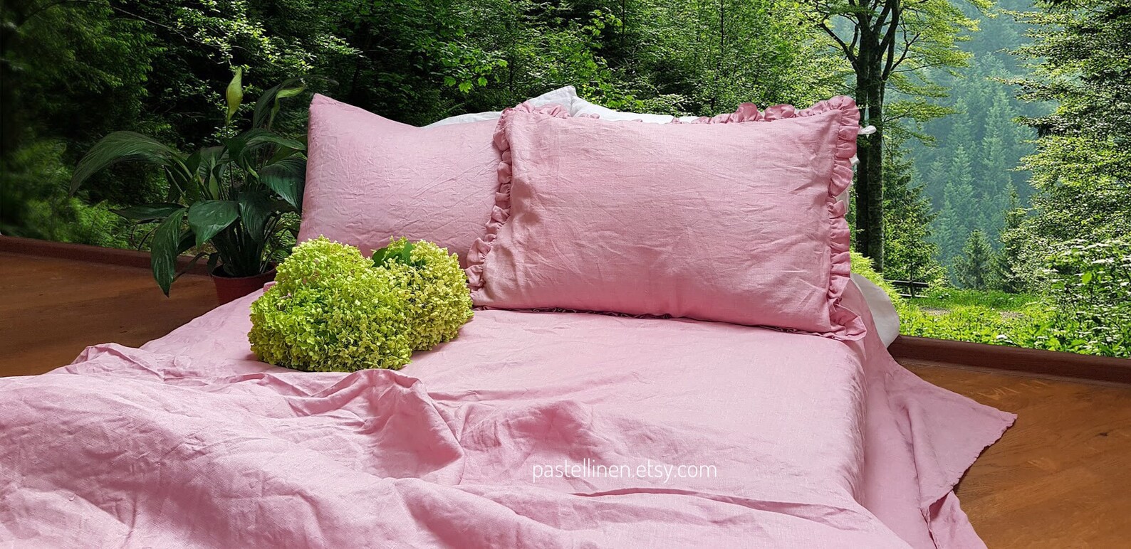 Blush linen BEDDING SET Bohemian home decor Rustic bedding | Etsy