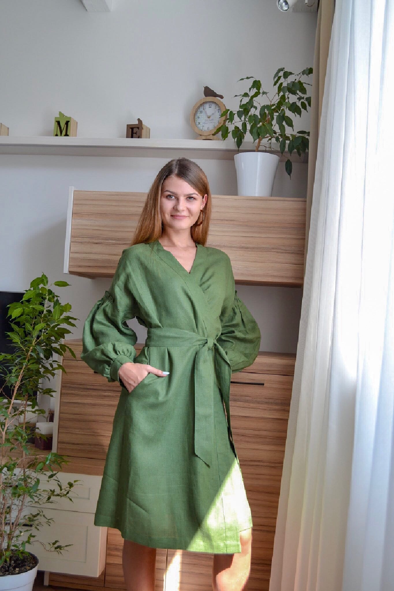 Olive Green WRAP DRESS Military Green Dress Women Wrap Dress | Etsy