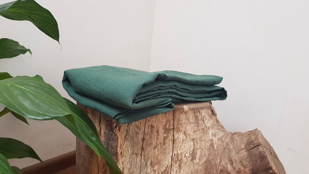 Emerald LINEN SHEET - Green Linen Sheet - Natural Bedding - Organic ...