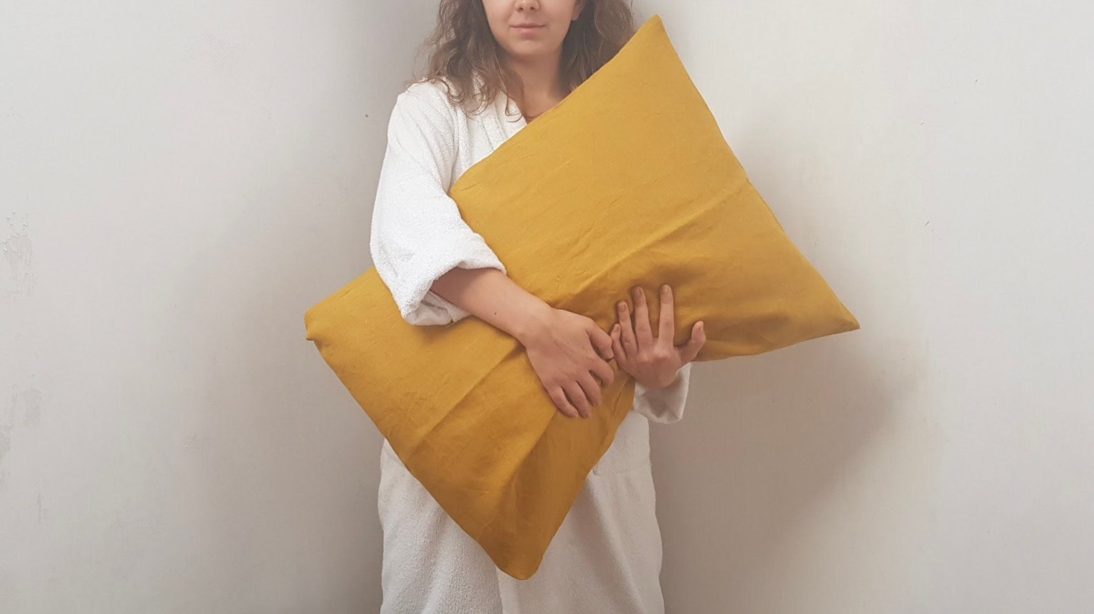 Mustard linen pillowcase Envelope closure pillowcase | Etsy