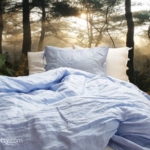 Blue Linen BEDDING SET Natural Bedding Organic Bedding Rustic Bedding ...