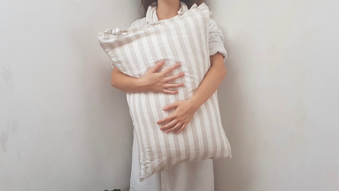 Striped Beige and White Pillowcase Envelope Closure - Etsy