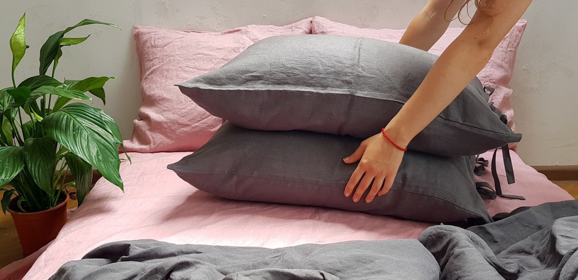 Grey Linen Pillowcase Envelope Closure Pillowcase Natural - Etsy