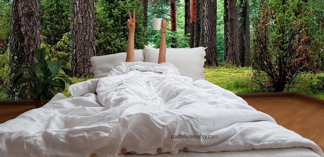 White Linen BEDDING SET Natural Bedding Organic Bedding Rustic Bedding ...