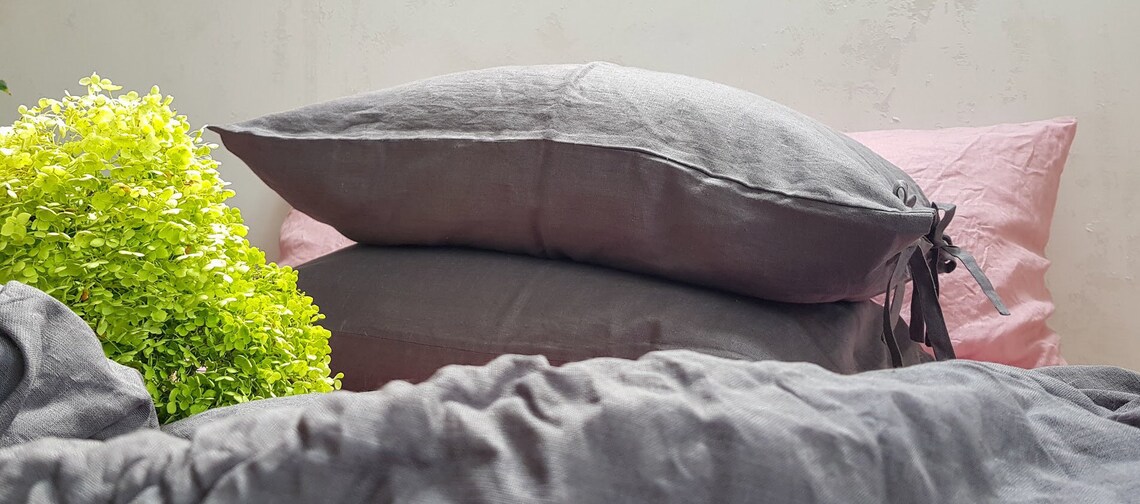Grey Linen Pillowcase Envelope Closure Pillowcase Natural - Etsy