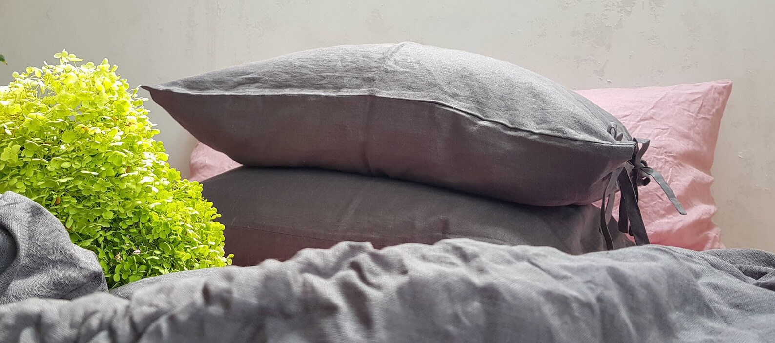 Grey Linen Pillowcase Envelope Closure Pillowcase Natural - Etsy