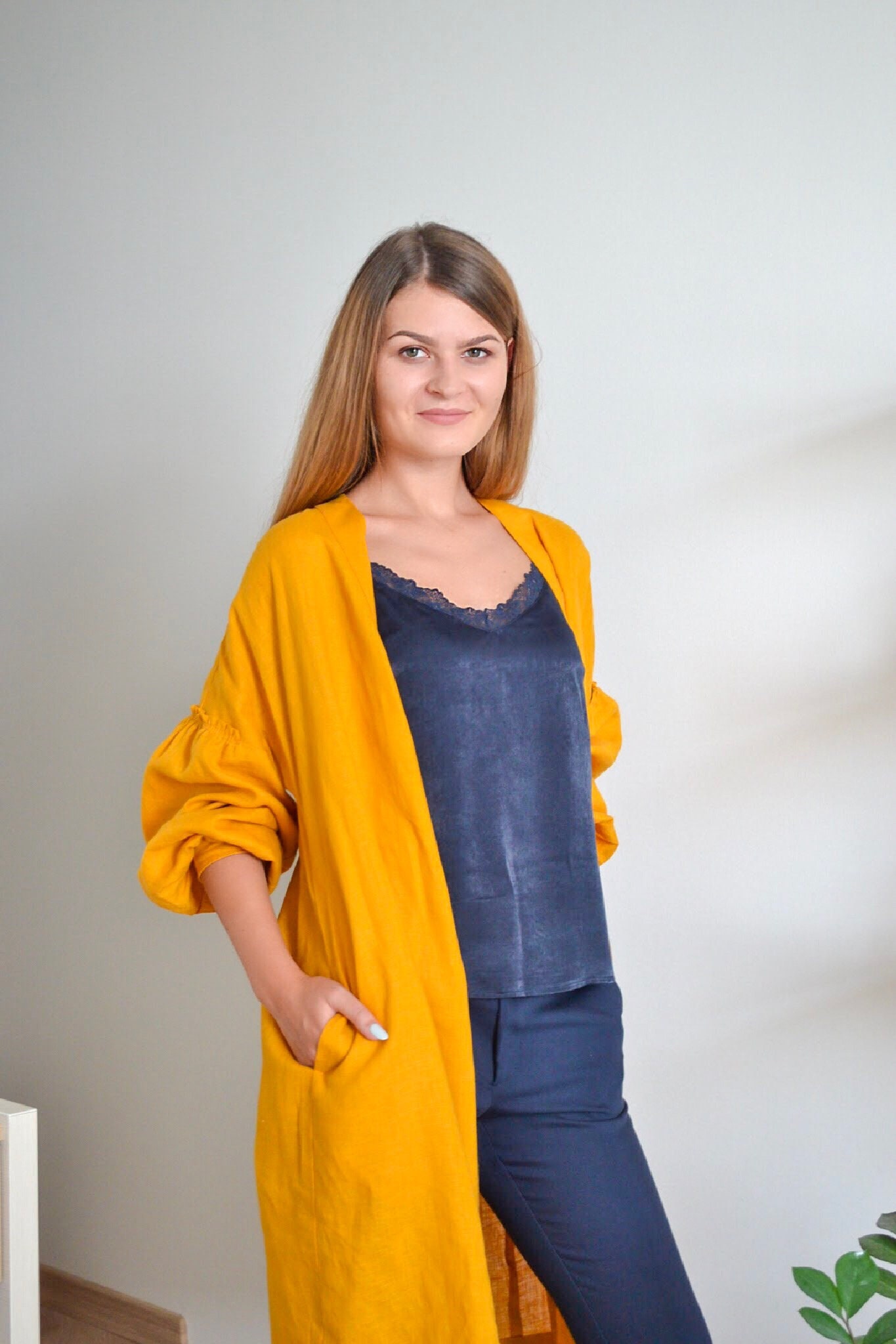 Mustard Linen Dress Amber Dress Women Wrap Dress Linen | Etsy