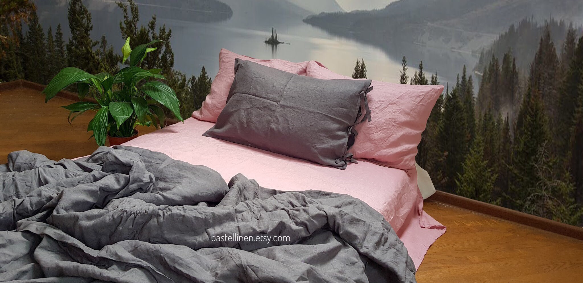 Pink LINEN SHEET Dusty rose linen sheet Natural bedding | Etsy