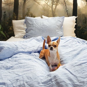 Blue Linen BEDDING SET Natural Bedding Organic Bedding Rustic Bedding ...