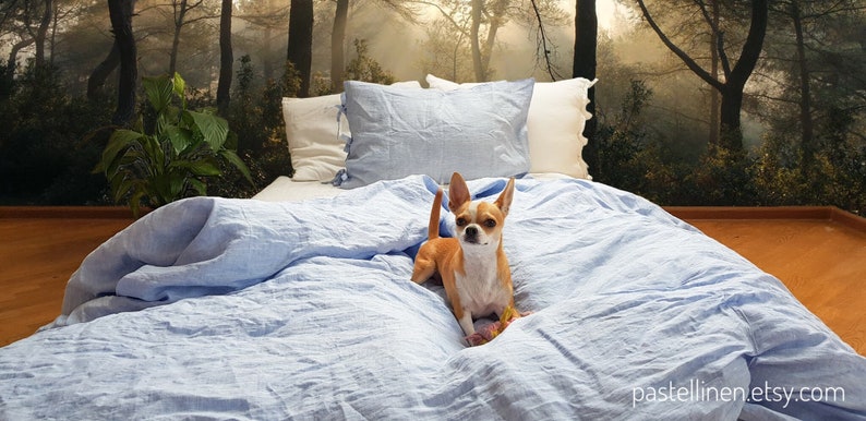 Blue Linen BEDDING SET Natural Bedding Organic Bedding Rustic Bedding ...